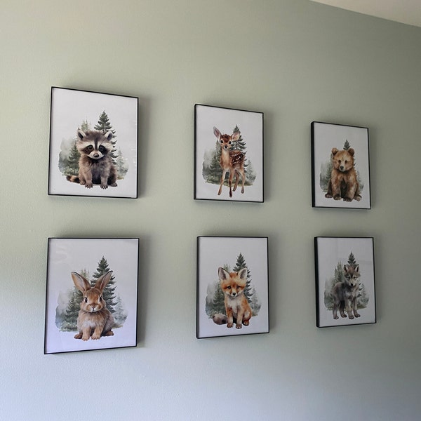 Woodland Animal Prints, Boy Nursery Printable Wall Art, Forest Animal ...