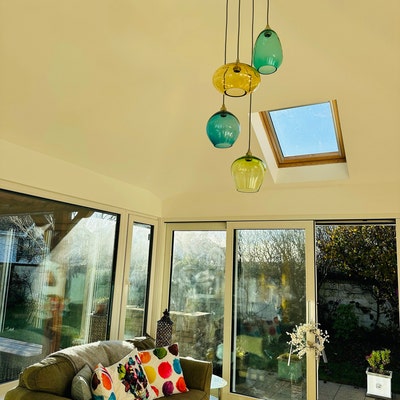 Coloured Glass Pendant Lights. Hand Blown Glass Pendants. Kitchen ...