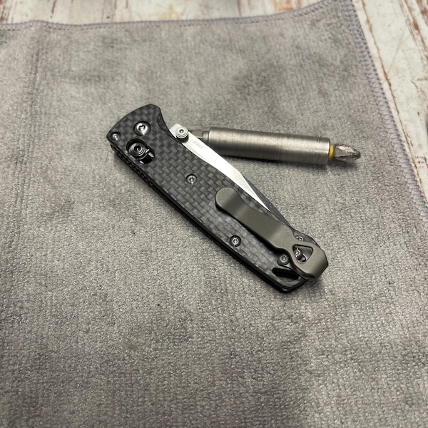 MINI Bugout Crossfade Micarta Scales Natural Linen Flytanium Gear Knife ...