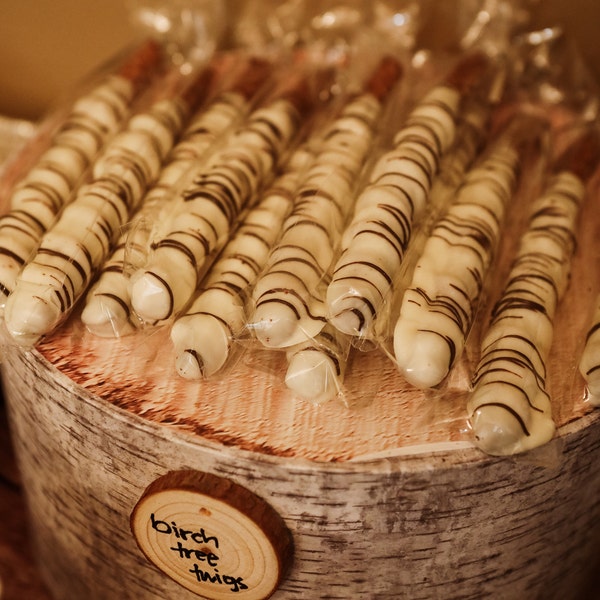 Birch Bark Pretzel Rods, Tree Logs, Birch Tree Chocolate Pretzel Rods ...