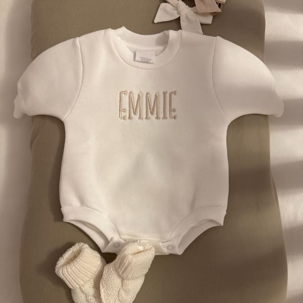 Embroidered Baby Sweater, Cotton Fleece Rompers, Personalized Infant ...