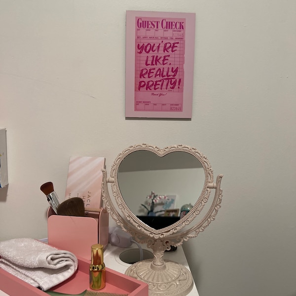 You're Like Really Pretty Guest Check Poster Dorm Decor, Funky Wall Art Retro Art Print Preppy ...