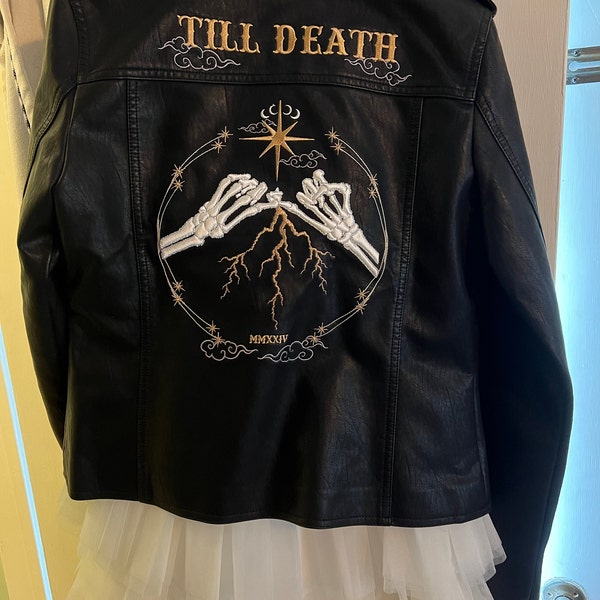 Till Death Leather Jacket Black Wedding Embroidered Leather Jacket ...