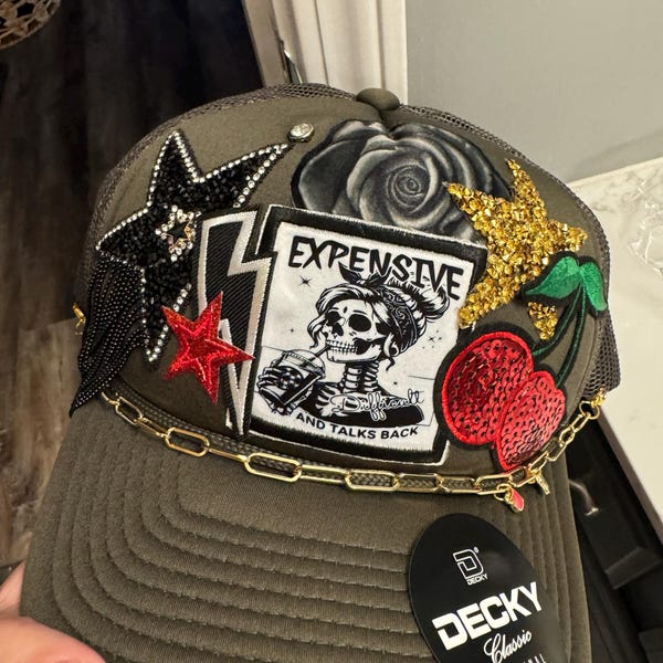 Edgy Trucker Hat Chenille Patch Western Iron on Coffee Lover Hat ...