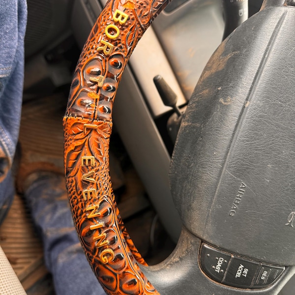 Retro Fashion Beige Brown Steering Wheel Cover,custom Text Four Seasons ...