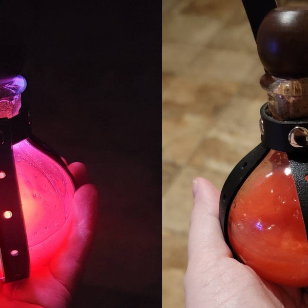 Glowing Light Elixir in Medium Potion Bottle With Leather Holster, USB ...