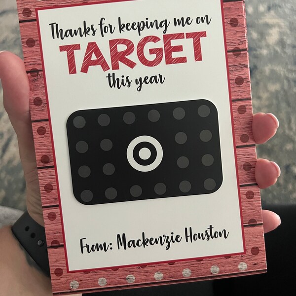 PRINTED Target Gift Card Holder, Teacher Appreciation Gift Card Holder ...