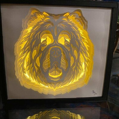 Chow Chow Shadow Box Files, Paper Cut Light Box Template Files, Shadow ...