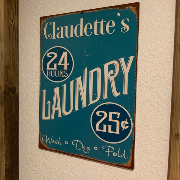 CUSTOM LAUNDRY SIGN, Personalized Laundry Sign, Vintage Style Laundry ...
