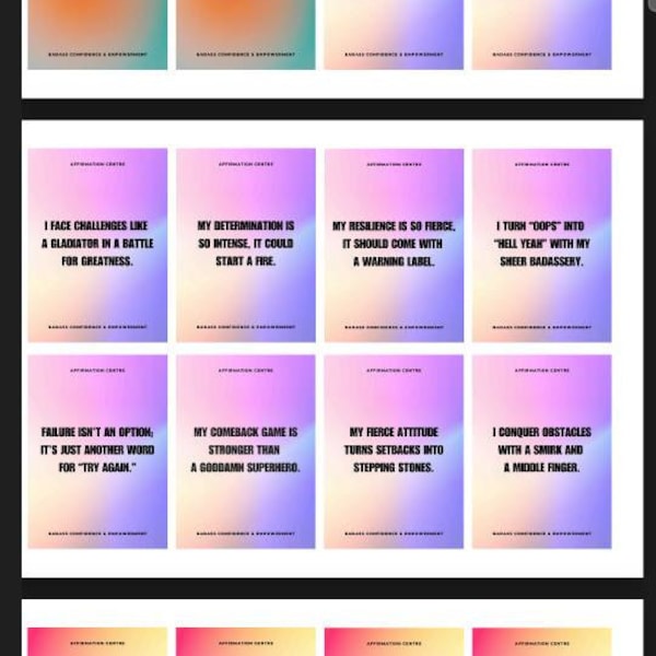 100 Positive Affirmations-printable Digital Affirmation Cards-personal ...
