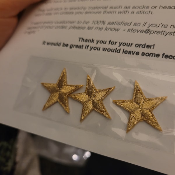 Gold Star Patches Embroidered Iron-on 1 25mm Across Repair/decorate ...