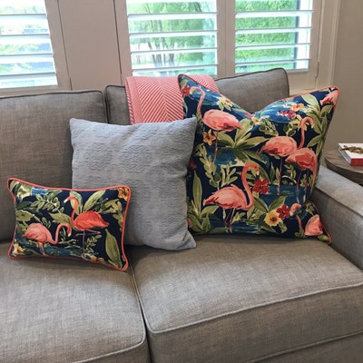 Flamingo Outdoor Pillow Cover Beach House Decor, Tropical Pillow Case ...