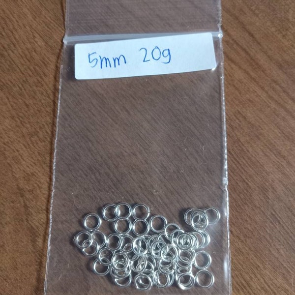 50pcs - .925 Sterling Silver 5mm Open Jump Rings 20g, Made in USA, SS7 ...