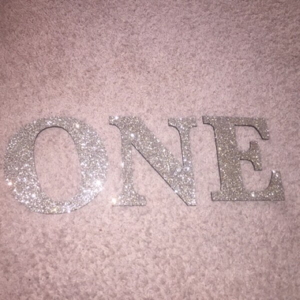 ONE Sign First Birthday Sign in Glitter - Wooden ONE Letters First ...