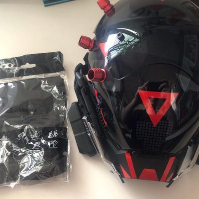 Self-design Luminous Cyberpunk Half-face Mask, Futuristic Mask With ...