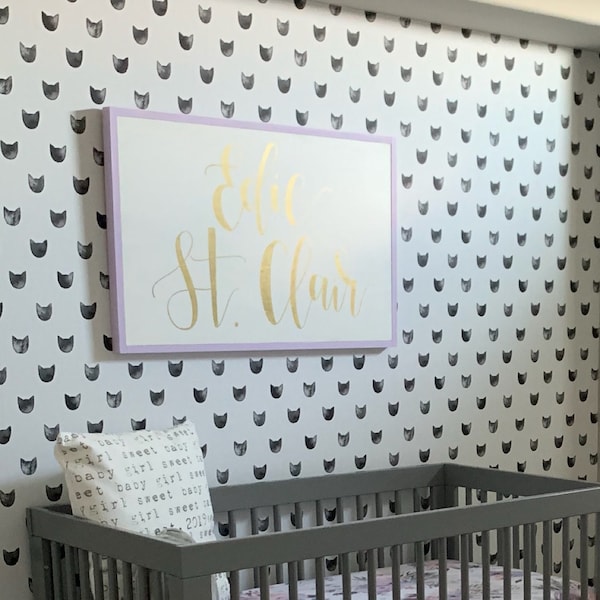 Nursery Name Sign, Framed Over the Crib Sign, Baby Name Sign, Girl ...