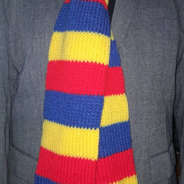 Wizarding Cosplay Scarf Handmade Knit Yellow/gold Grey/black Stripes ...