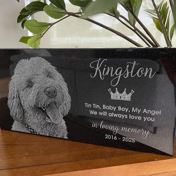 In Loving Memory Pet Memorial Stone W/ Engraved Photo: Dog, Cat, Pet ...