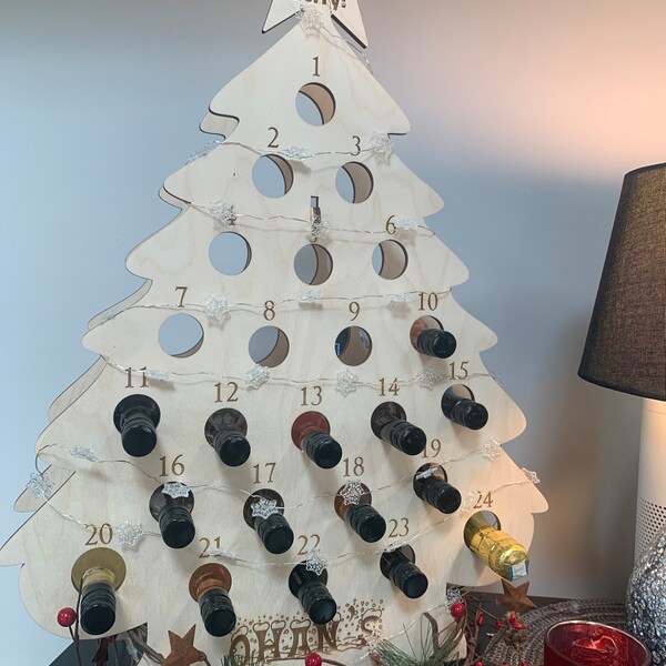 Tipsy Tree Mini Wine Bottle Personalized Advent Calendar - Etsy