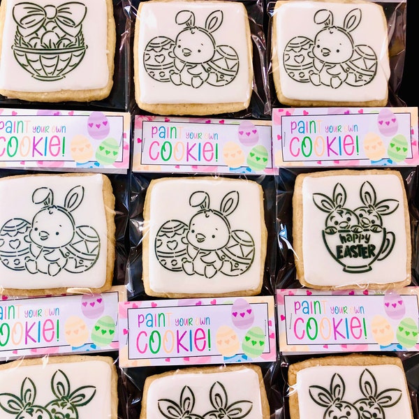 5" Paint Your Own Cookie Bag Topper, Easter Eggs Cookie Bag TOPPER, PYO ...