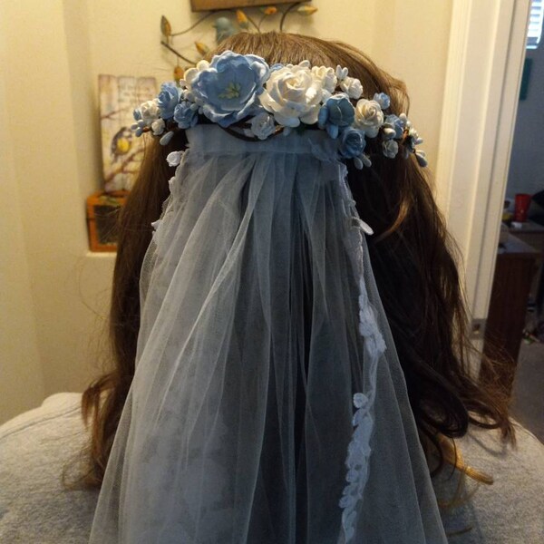 Blue and White Wedding Headpiece. Light Blue Wedding Hair Flower ...