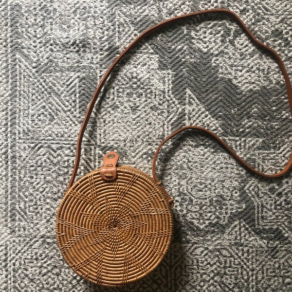 Round Rattan Bag, Wicker Bag, Rattan Purse, Round Straw Bag, Round ...