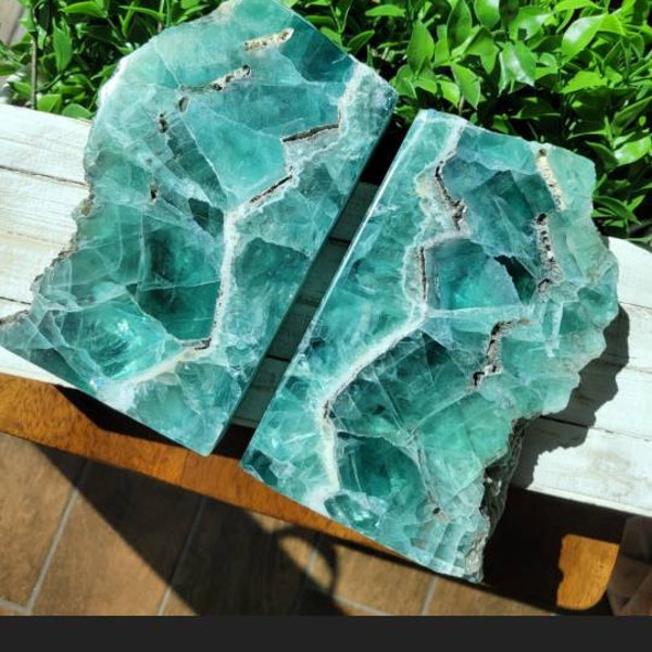 Large Fluorite Crystal Bookend. Polished Crystal Bookend. Stone ...
