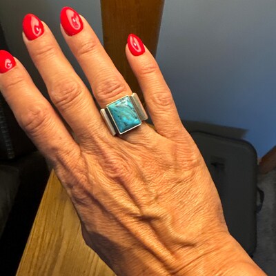 Beth Dutton Inspired Turquoise and Sterling Silver Large Statement Ring ...