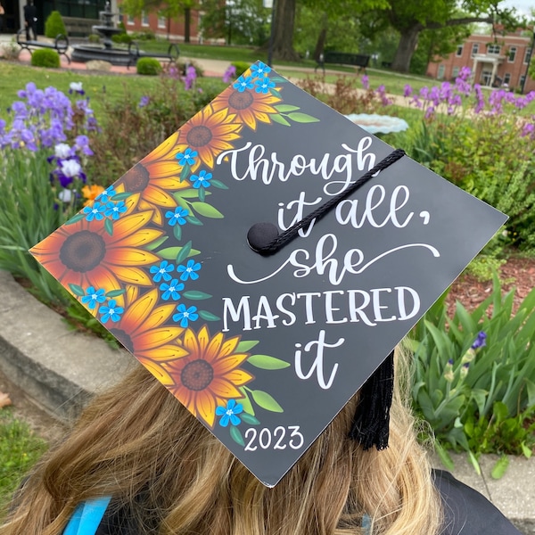 She Mastered It- Grad Cap Topper Graduation Gift Tassel Custom Grad ...