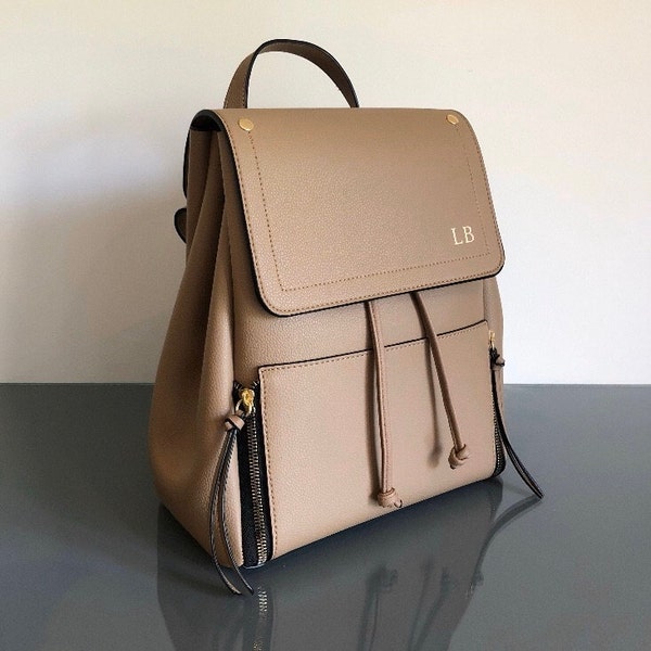 Personalised Backpack With Initials Rucksack in Tan Camel Colour Gift ...