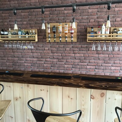 Home Bar Reclaimed Wooden Drinks Optics Plaque Spirit Display Unit ...