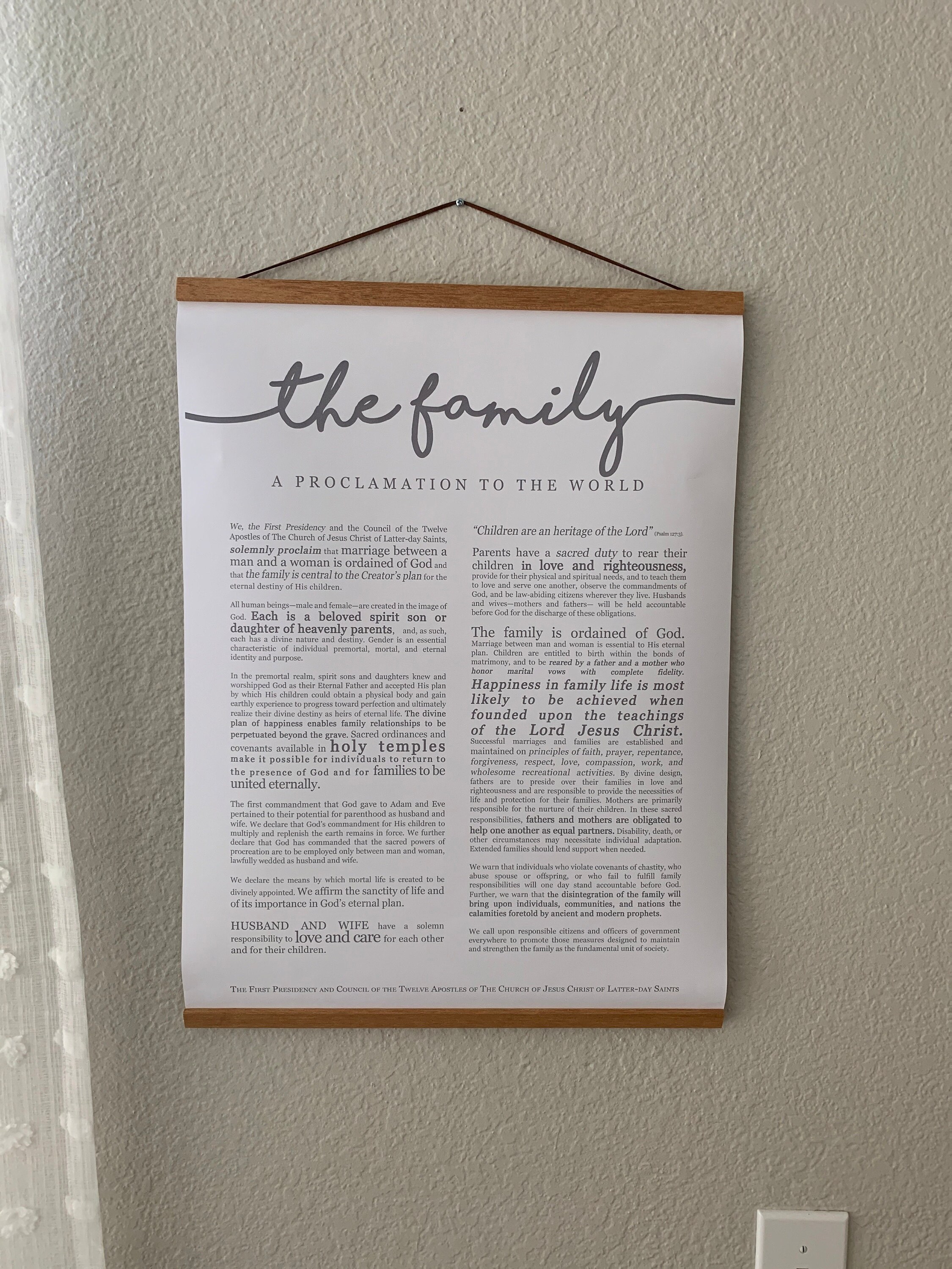 Family Proclamation Print- on Premium Paper- Cursive Title- LDS