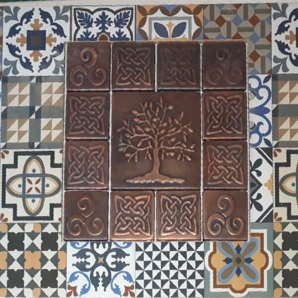 Celtic Tiles, Celtic Designs, Set of 4 Copper Celtic Tiles , Celtic ...