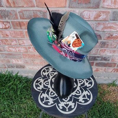 Hidden Gem's Womens Rancher Western Hand Burned Made to Order Cowgirl Extra Wide Brim ...