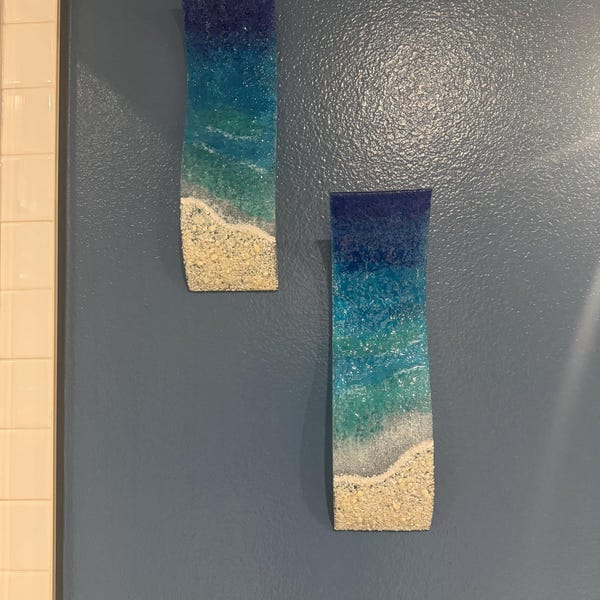 Fused Glass Ocean Wave Art, Glass Wave Wall Decor, Blue Ocean Waves Sun ...