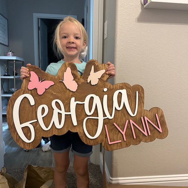 Butterfly Name Sign, Nursery Name Sign, Butterfly Nursery Decor, Name ...