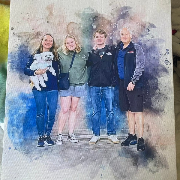 Custom Family Portrait, Family Watercolor Portrait From Photo, Custom ...