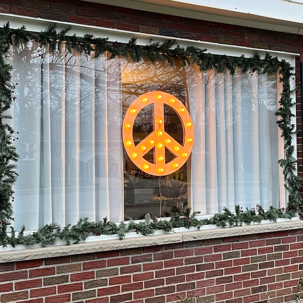 Peace Sign Vintage Marquee Lighted Wood Sign - Etsy