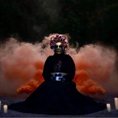 MADE TO ORDER . Half Face Catrina Mask. Catrina Mask With Black Peonies ...