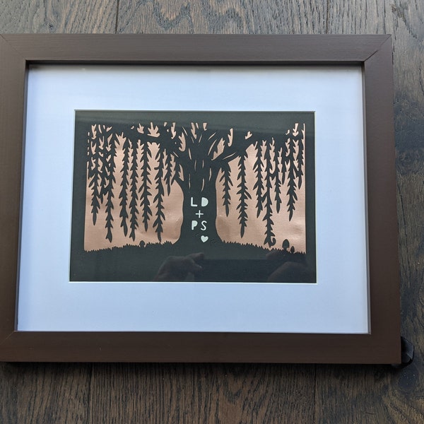 A5 Initials Personalised Custom Wedding Anniversary Willow Tree ...