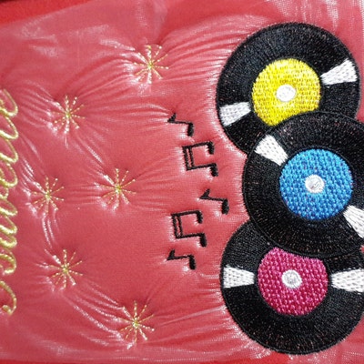 Vinyl Records Machine Embroidery Design, 45S Records Embroidery Design ...