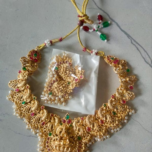 Tarinika Peacock Choker Necklace & Jhumka Earrings Set | Antique Gold ...