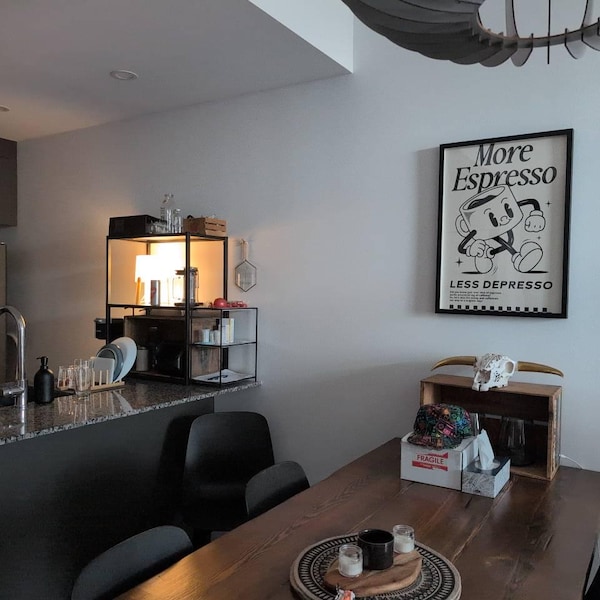 More Espresso Less Depresso Wall Art Print – Retro Coffee Quote for ...