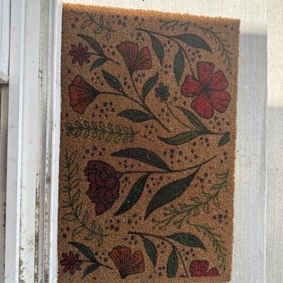 Spring Flowers Coir Doormat, Floral Front Door Decor, Floral Door Mat ...