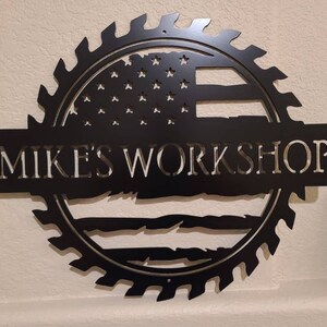 Custom American Flag Workshop Sign Metal Shop Sign Free - Etsy