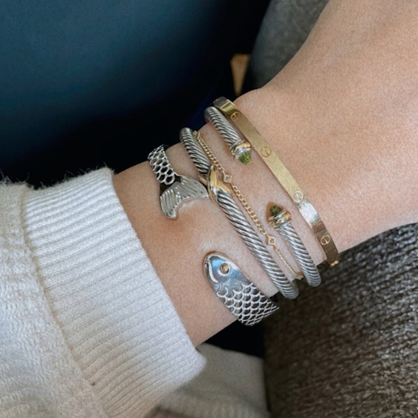 Cape Cod Fish Bracelet - Solid 925 Silver & Real 14k Gold Eye - Cape ...