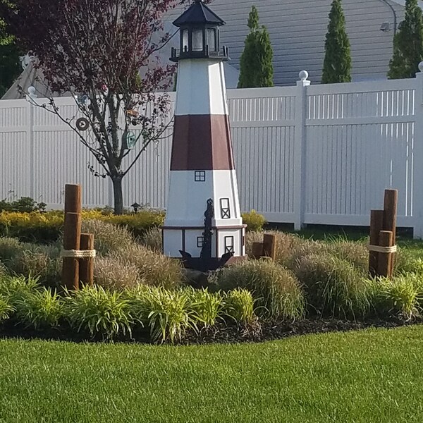 Rustic Nautical Pier Post With Rope - Handmade Garden, Porch, Deck ...
