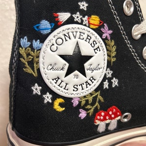 Embroidered Converse/converse Hi Tops/embroidered Colorful Bear ...