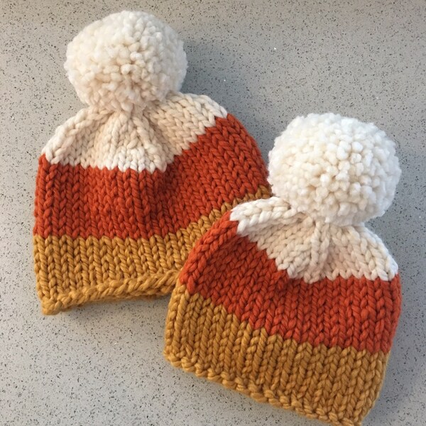 Candy Corn Beanie Pattern // Fall Knitting Pattern // Candy Corn Hat Pattern // DIY Halloween ...