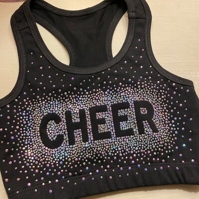 Beautiful Scatter AB Rhinestone Bold Cheer Practice Sports Bra - Etsy